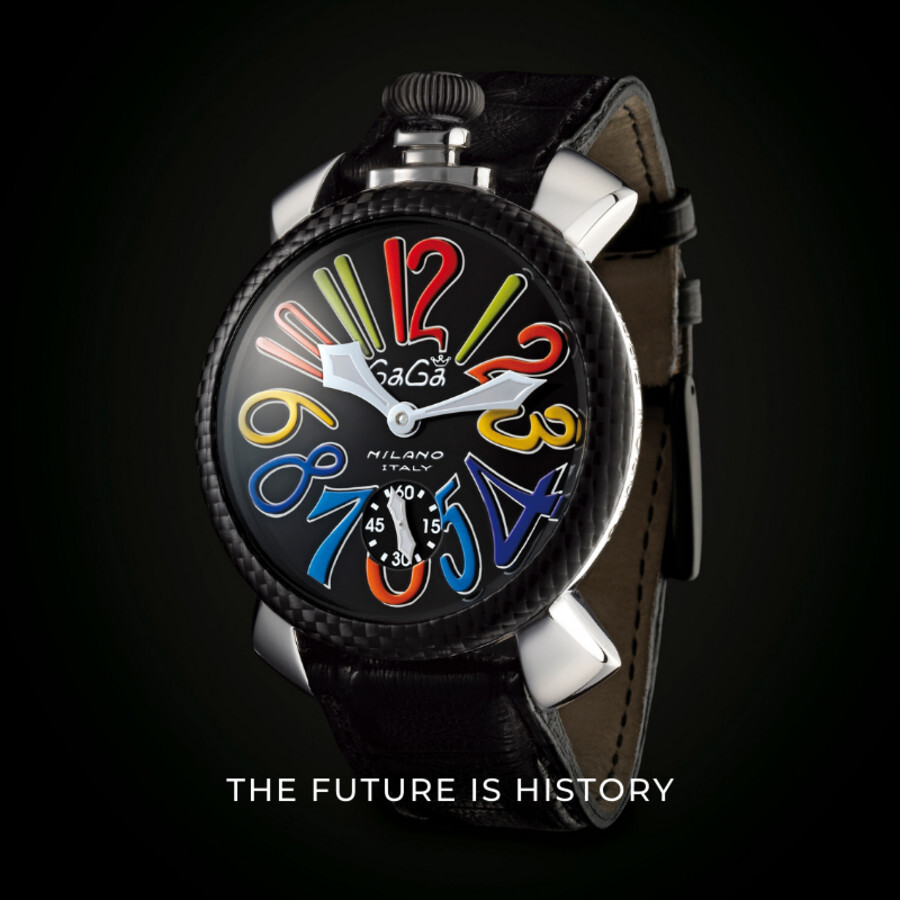 Gaga Milano Manuale 48 Steel/Carbon Black Dial Men's Watch ...