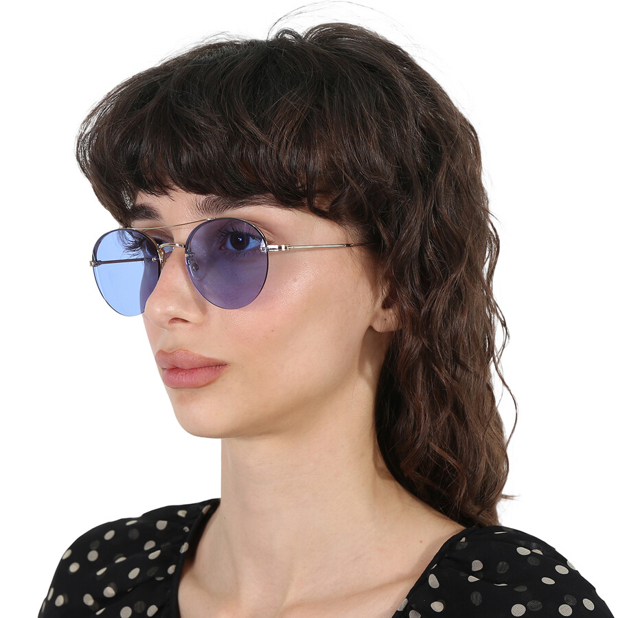 Garrett Leight Beaumont Blue Magic Round Ladies Sunglasses 4041 G-CR/BM 53 9053810012384 ...