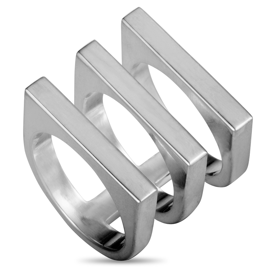 Georg Jensen Aria Silver Flat Three Band Ring 8560200-3-S-475 - Jewelry ...