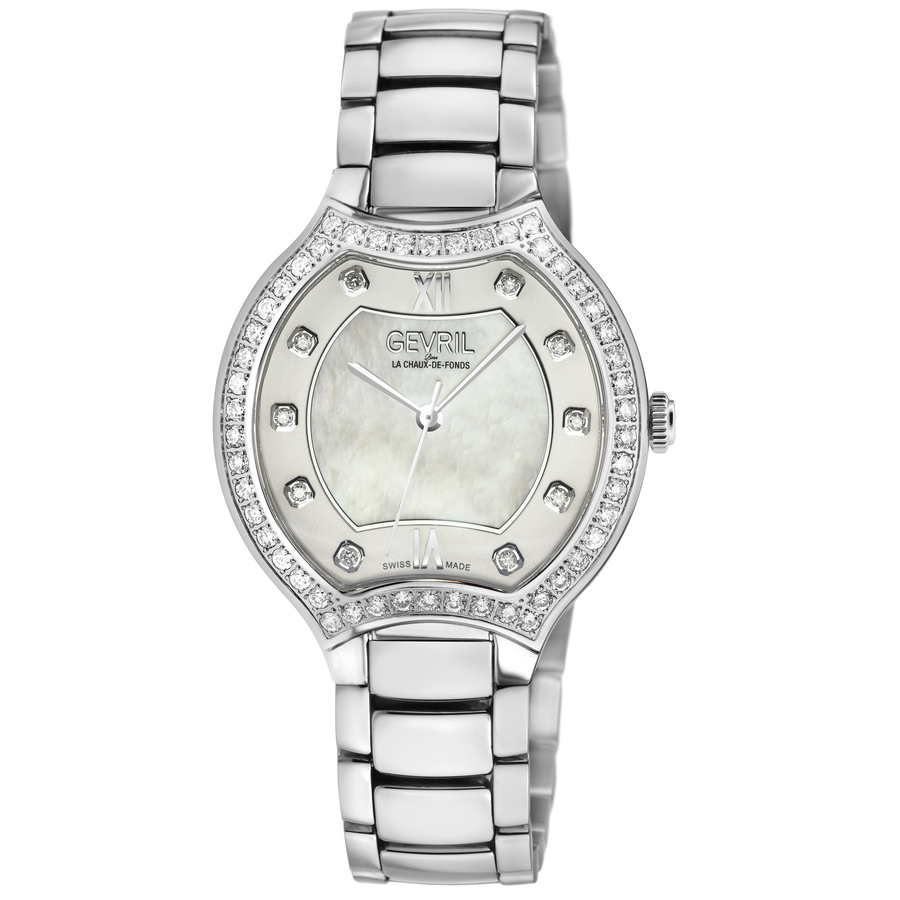 Gevril Lugano Diamond Mother of Pearl Dial Ladies Watch 11241B ...