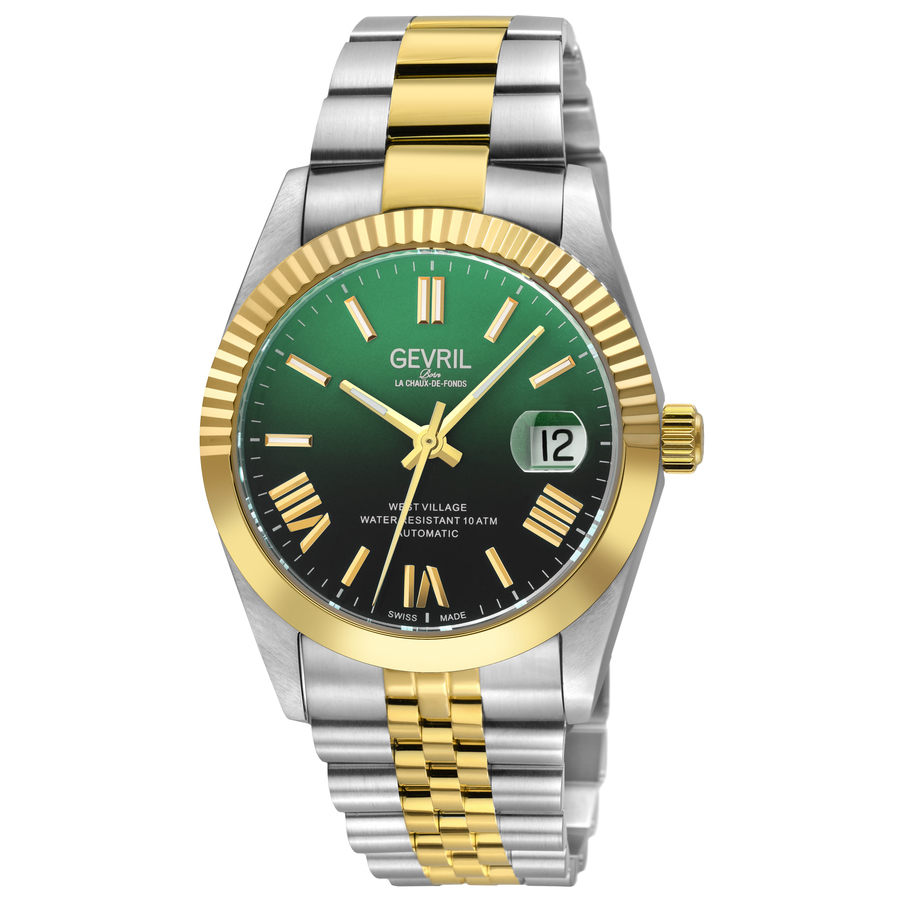 Gevril West Village Fusion Elite Automatic Green Dial Men's Watch ...