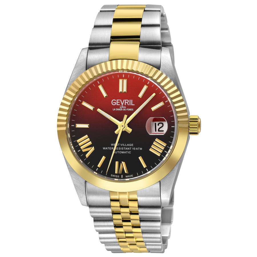 Gevril West Village Fusion Elite Automatic Red Dial Men's Watch 48960B ...