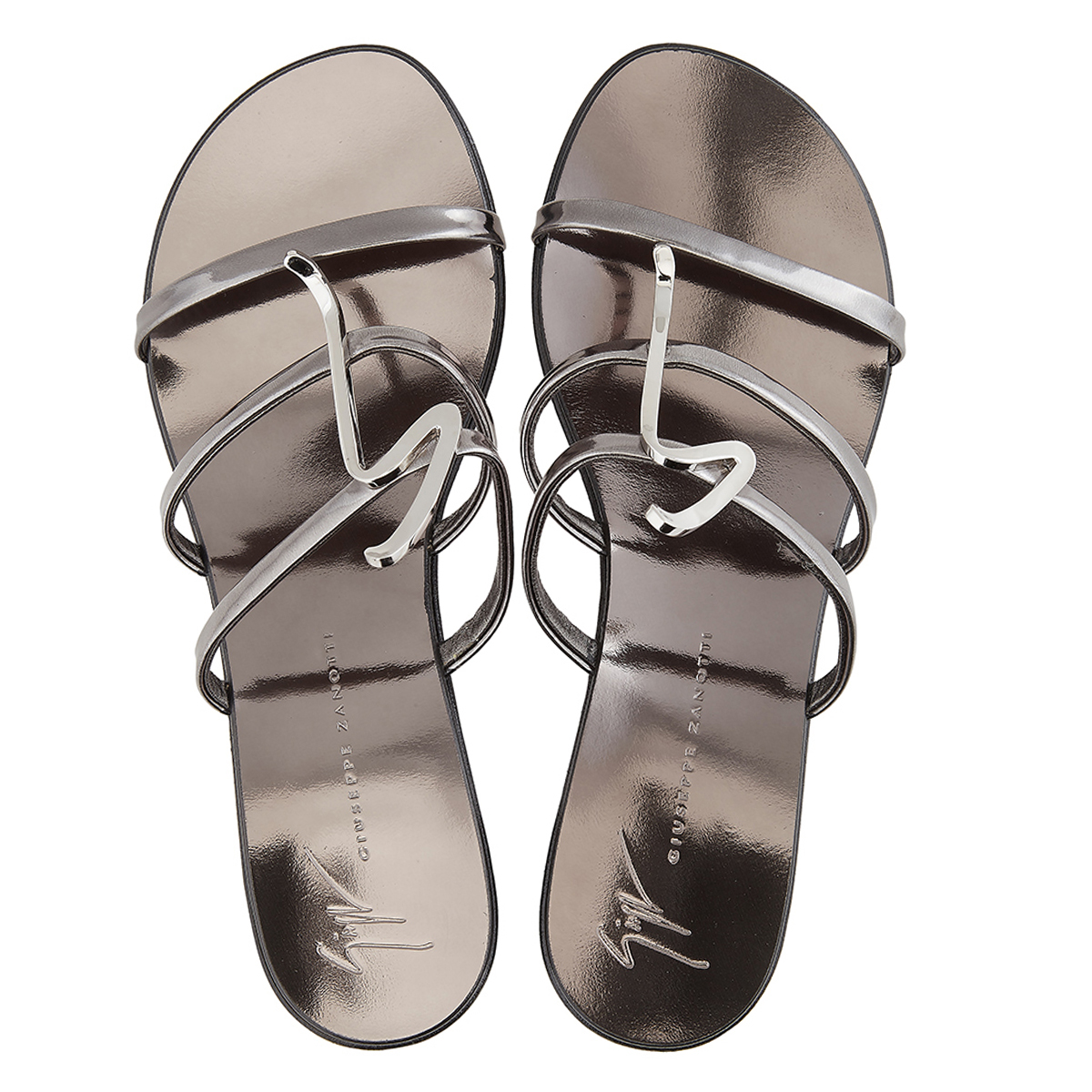 Giuseppe Zanotti Ladies Antracite Block-Heel Logo Sandals, Brand Size ...