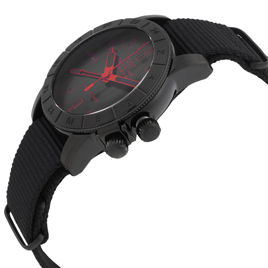 Glycine Airman Contemporary Worldtimer GMT Quartz Black Dial Men's ...