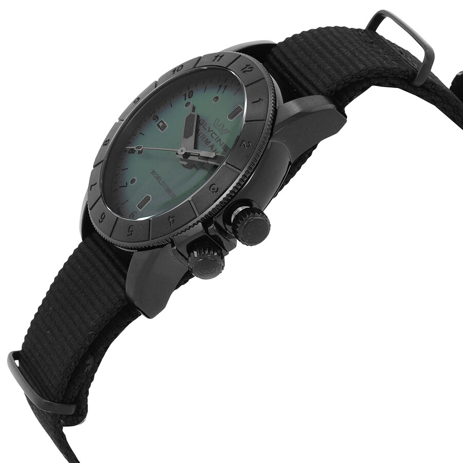 Glycine Airman Contemporary Worldtimer Quartz Dark Green Dial Men's ...