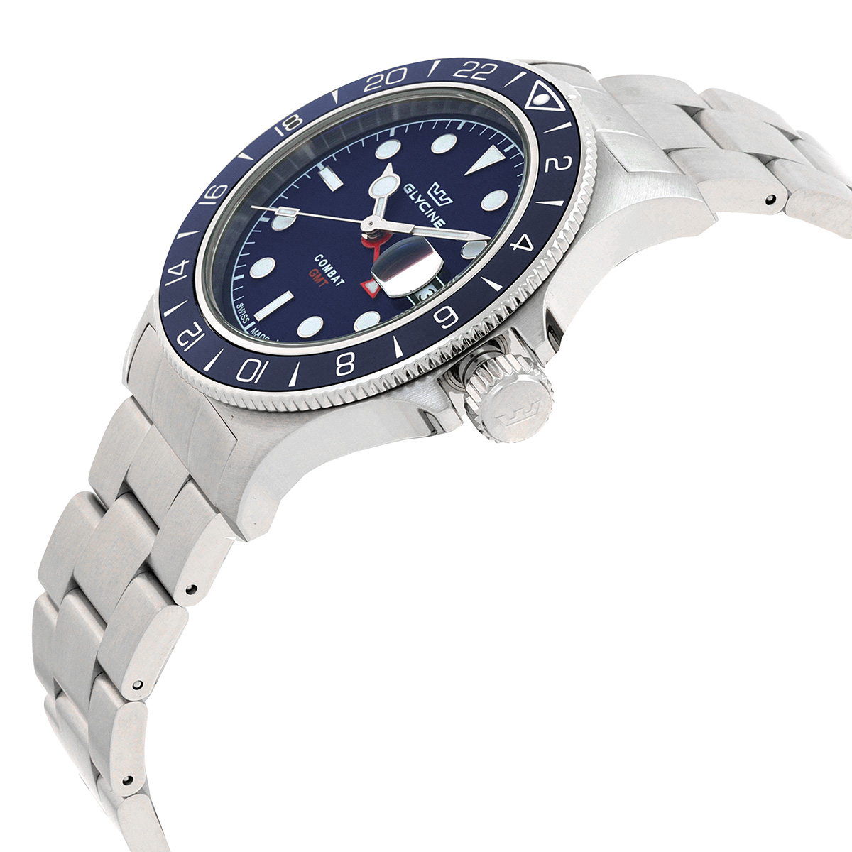 Glycine Combat Sub Sport GMT Quartz Dark Blue Dial Men's Watch GL1051 ...