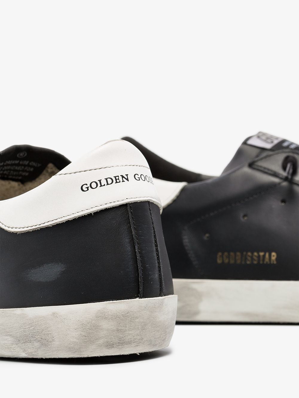 Golden Goose Super-Star Black Leather White Star Sneakers, Brand Size ...