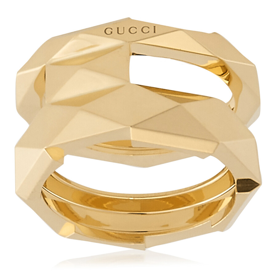 Gucci 18K Yellow Gold Link To Love Double Ring, Size 14 YBC745657001 - Ladies Jewelry, Link To ...