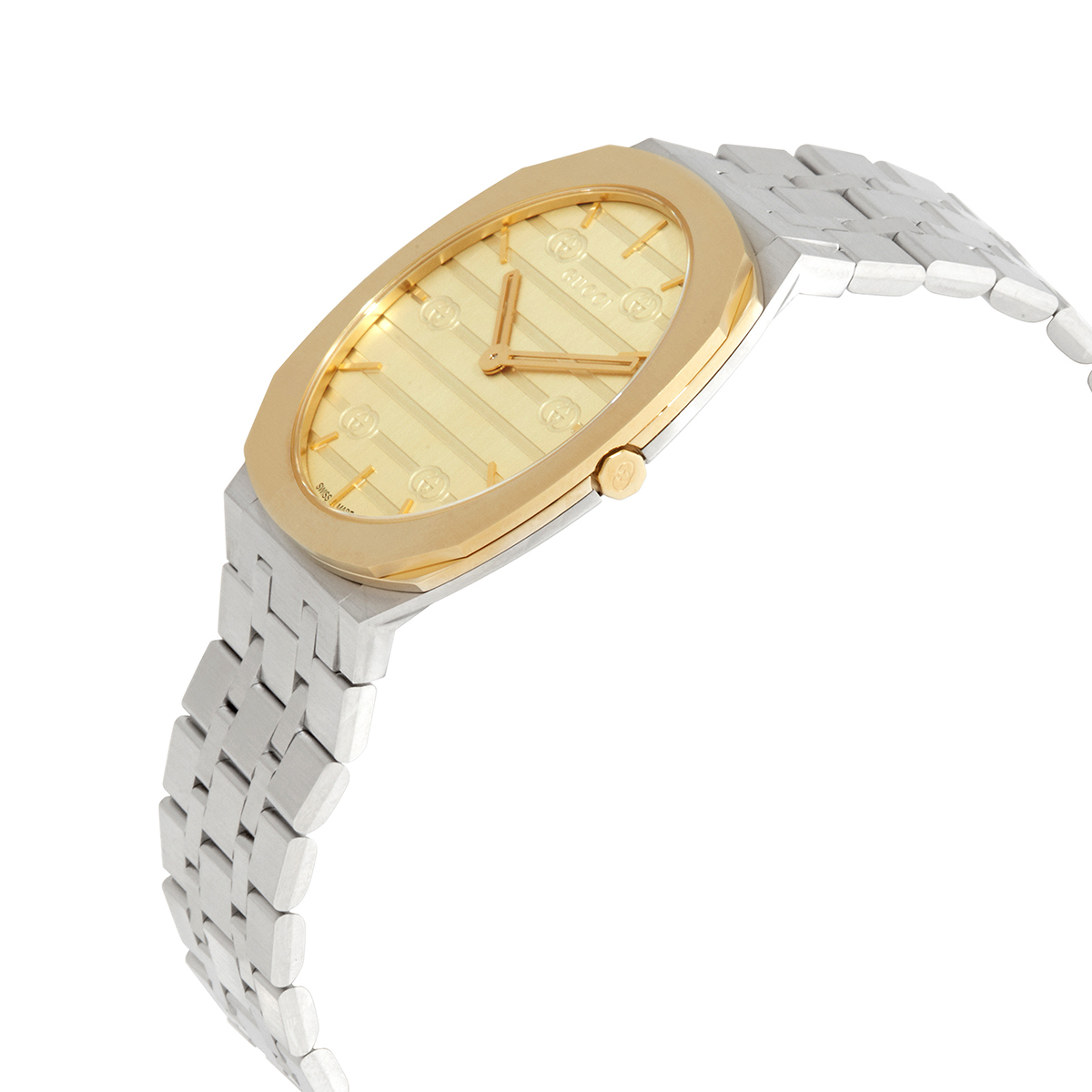 Gucci 25H Quartz Gold Dial Ladies Watch YA163403 7319034945892 ...