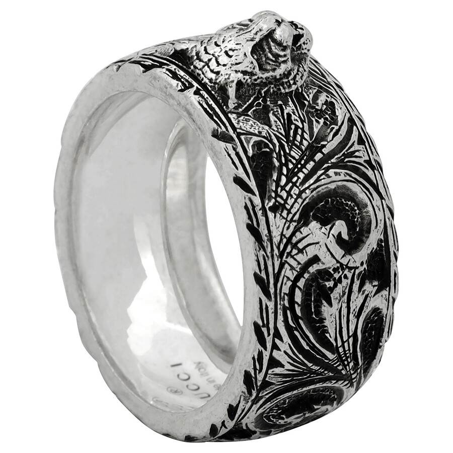 Gucci Aged Sterling Silver Eline Head Detail Ring, Size 16 YBC433571001 - Jewelry, Mens Jewelry ...