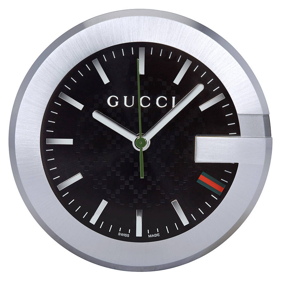 Gucci Black Diamond Pattern Dial Table Clock YC210006 - Jomashop