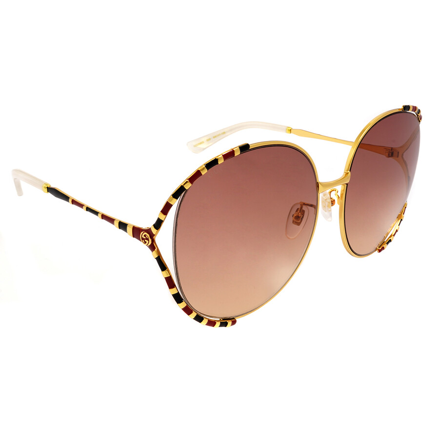 Gucci Brown Gradient Round Ladies Sunglasses GG0595S 009 64 ...