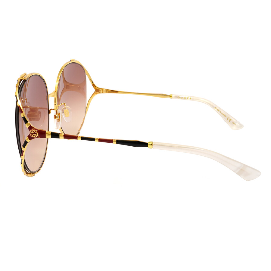 Gucci Brown Gradient Round Ladies Sunglasses GG0595S 009 64 ...