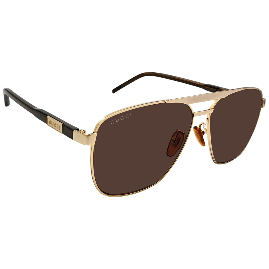 Gucci Brown Navigator Men's Sunglasses GG1164S 002 58 889652379241 ...
