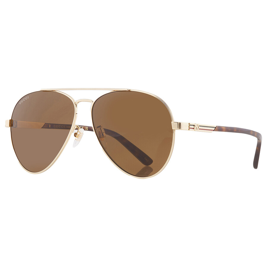 Gucci Brown Pilot Men's Sunglasses GG1288SA 002 61 889652413891 - Sunglasses - Jomashop