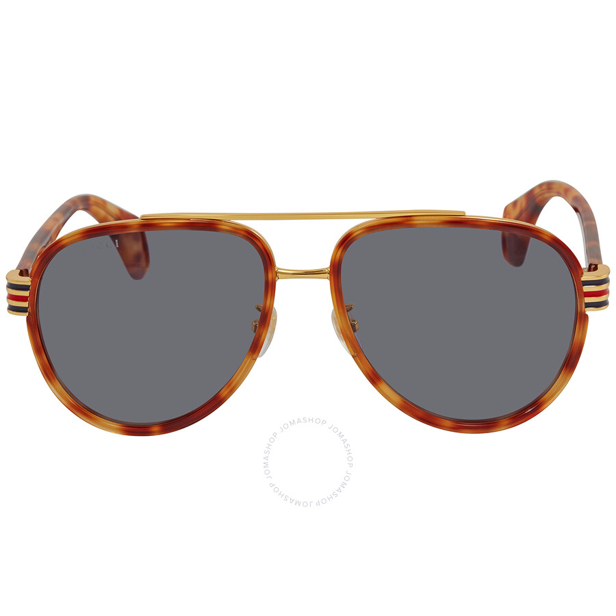 Gucci Grey Pilot Men's Sunglasses GG0447S 005 58 889652201719 ...