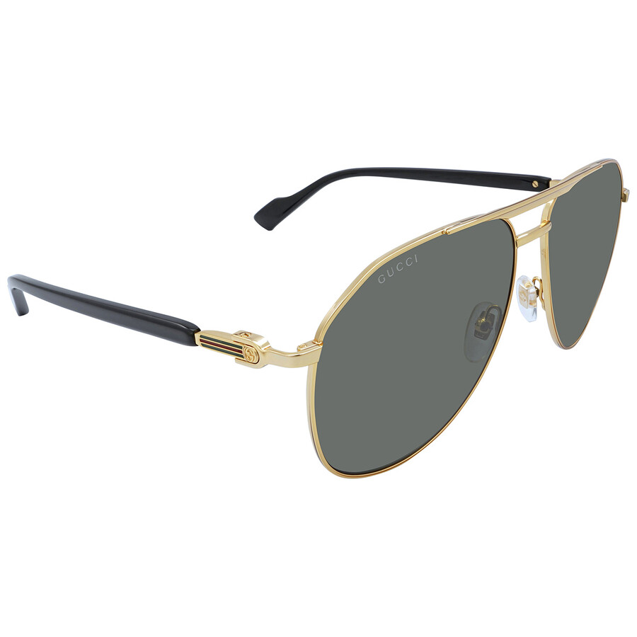 Gucci Grey Pilot Unisex Sunglasses GG1220S 001 59 889652394039 ...