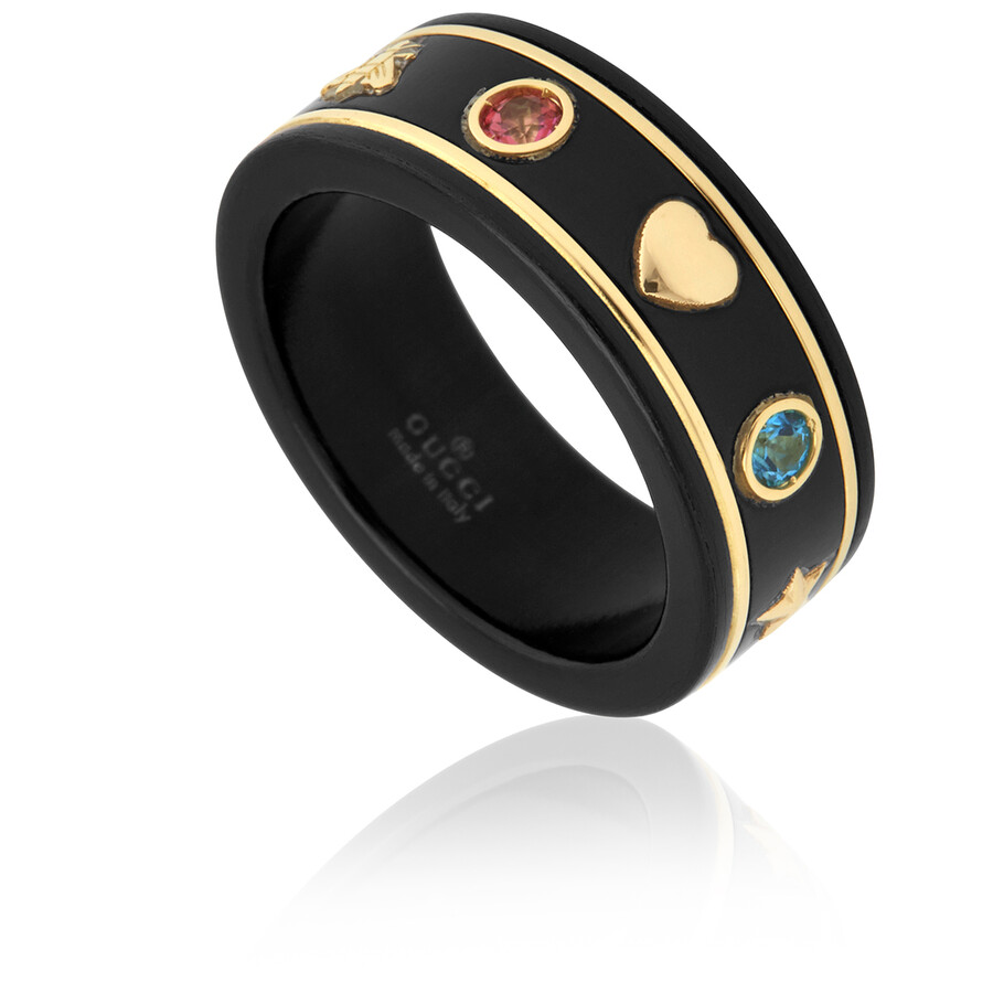 Gucci Icon Black Corundum Multi-Colored Topaz Band Ring, Size 19 ...