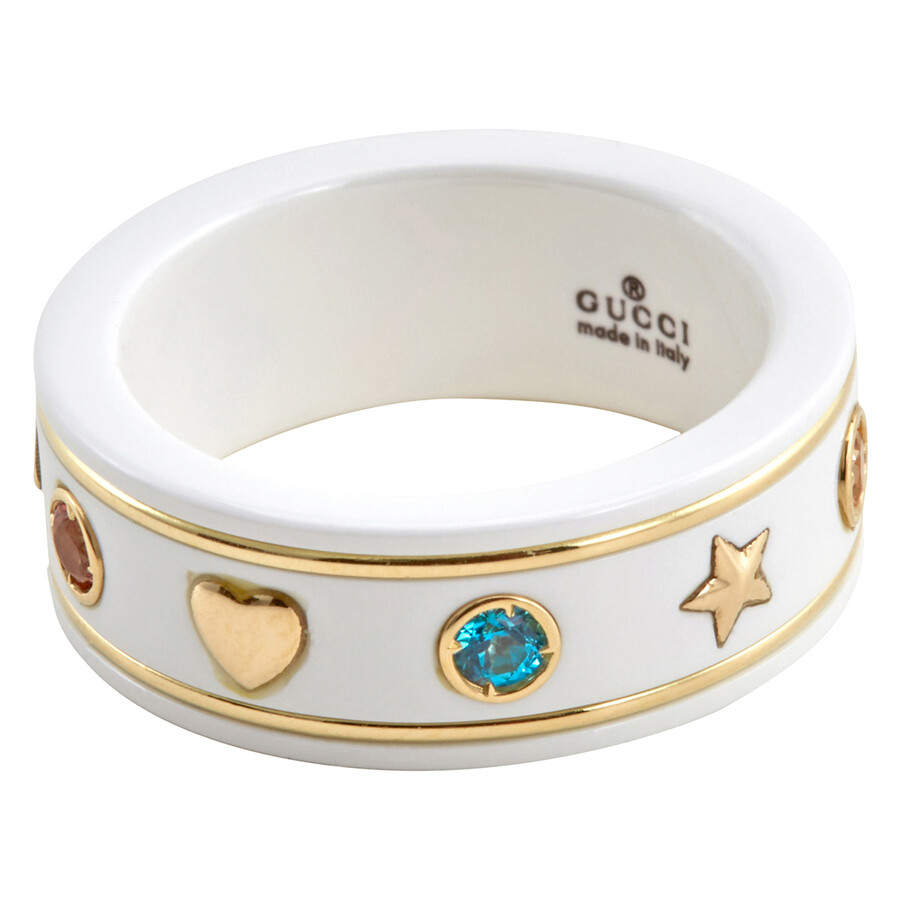 Gucci Icon White Zirconia Ring With Gemstones, Size 14 YBC527095001 ...