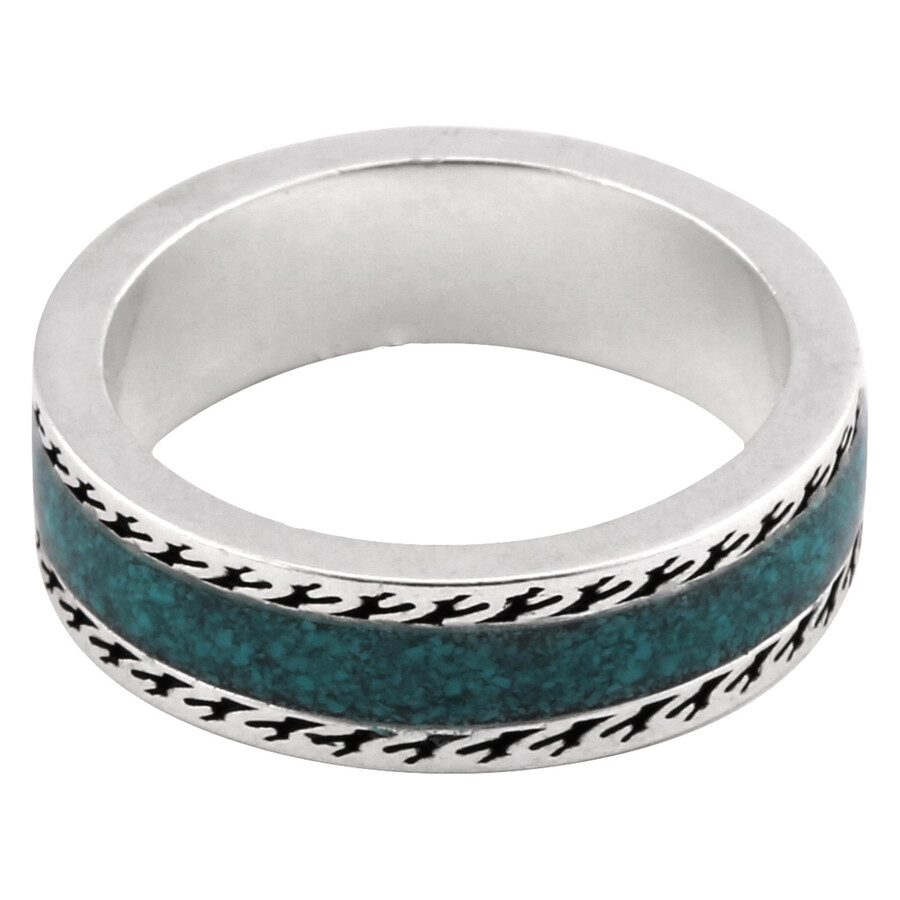 Gucci Interlocking G Sterling Silver And Turquoise Enamel Ring, Size 23 ...