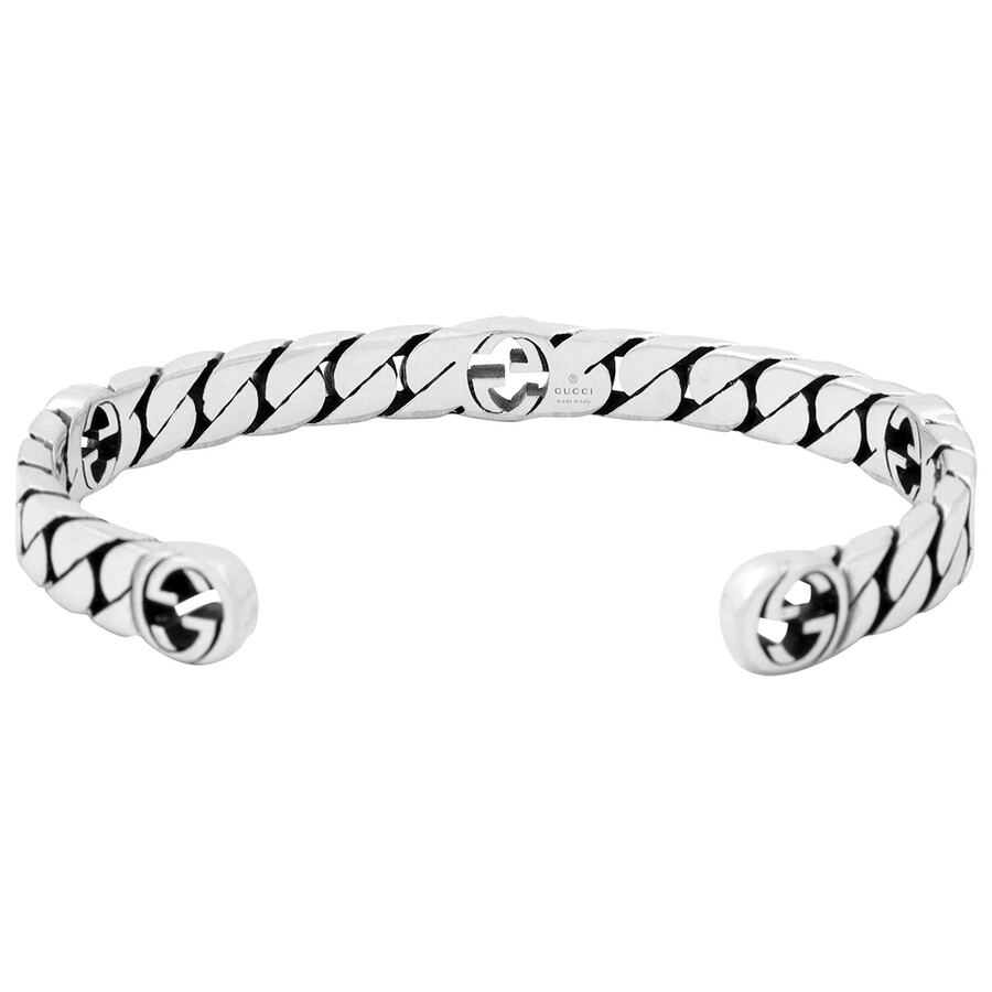 Gucci Ladies Sterling Silver Interlocking G Cuff Bracelet, Size 19 ...