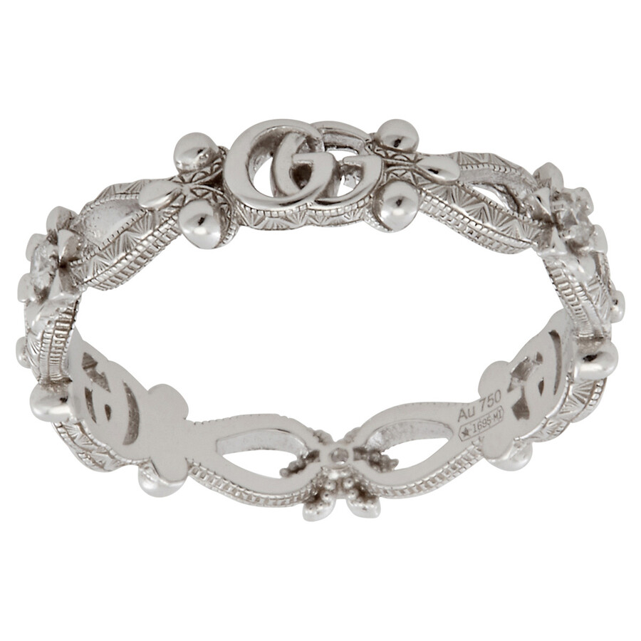 Gucci Ladies White Gold And Demi Pave Diamonds Floral Ring, Size 14 YBC629827002014 - Jewelry ...