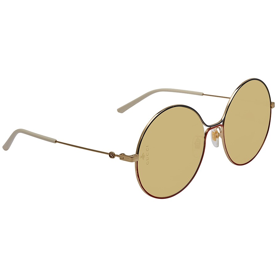 Gucci Yellow Round Ladies Sunglasses GG0395S 005 59 889652174082 ...