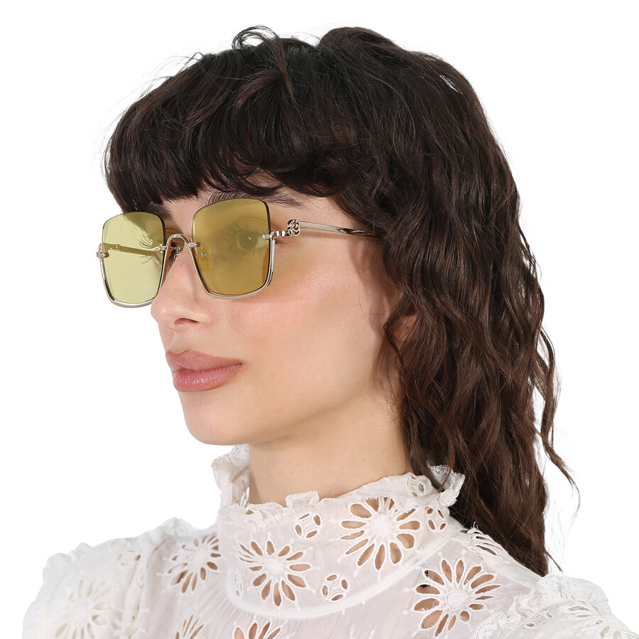 Gucci Yellow Square Ladies Sunglasses GG1279S 006 54 889652415574 ...
