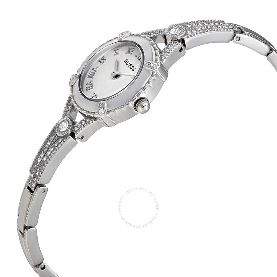 Guess Angelic Silver Dial Ladies Crystal Watch W0135L1 091661424397 ...