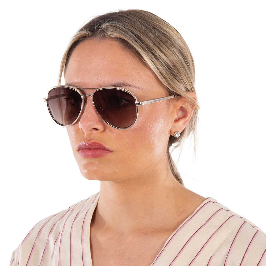 Guess Factory Brown Gradient Pilot Ladies Sunglasses GF0350 32F 59 ...