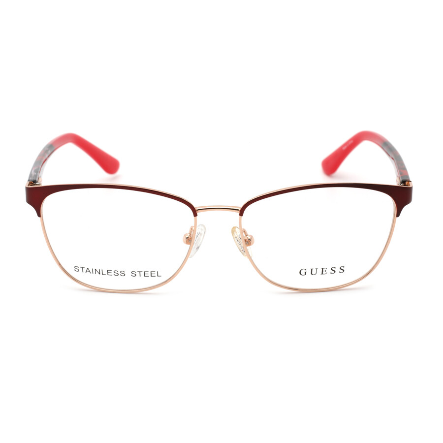 Guess Ladies Red Rectangular Eyeglass Frames GU269907154 889214121516 ...