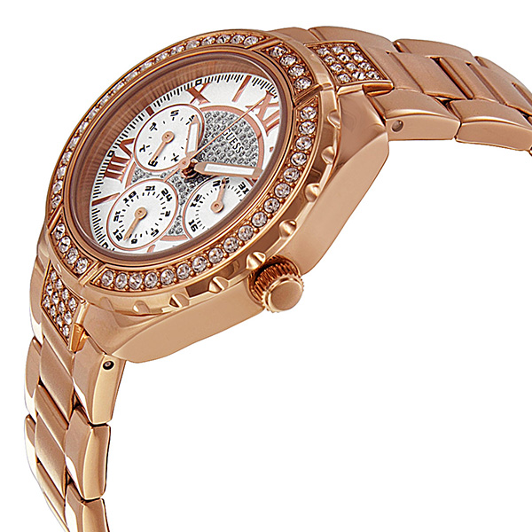 Guess Multi-function Silver Dial Crystal-set Rose Gold-tone Ladies ...