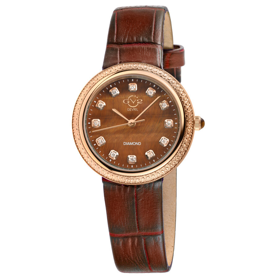 Gv2 By Gevril Arezzo Quartz Diamond Brown Dial Ladies Watch 13304 ...