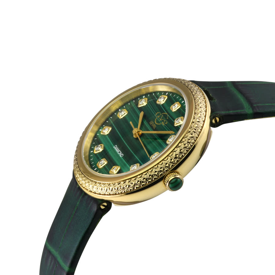 Gv2 By Gevril Arezzo Quartz Diamond Green Dial Ladies Watch 13302 ...