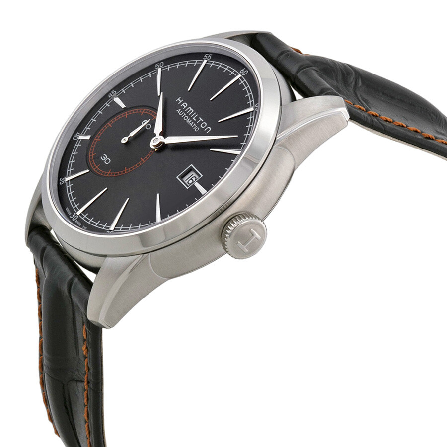 Hamilton Classic Railroad Automatic Black Dial Black Leather Men's ...