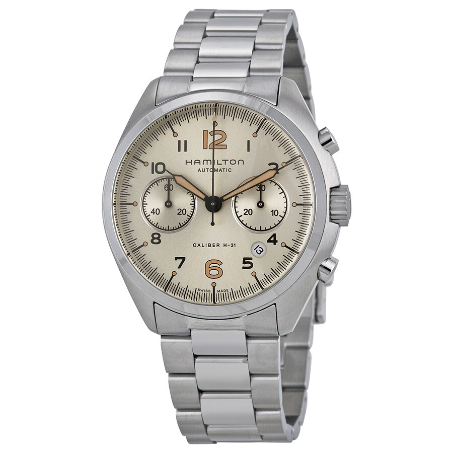 Hamilton Khaki Pilot Pioneer Chronograph Automatic Ivory Dial Men's ...
