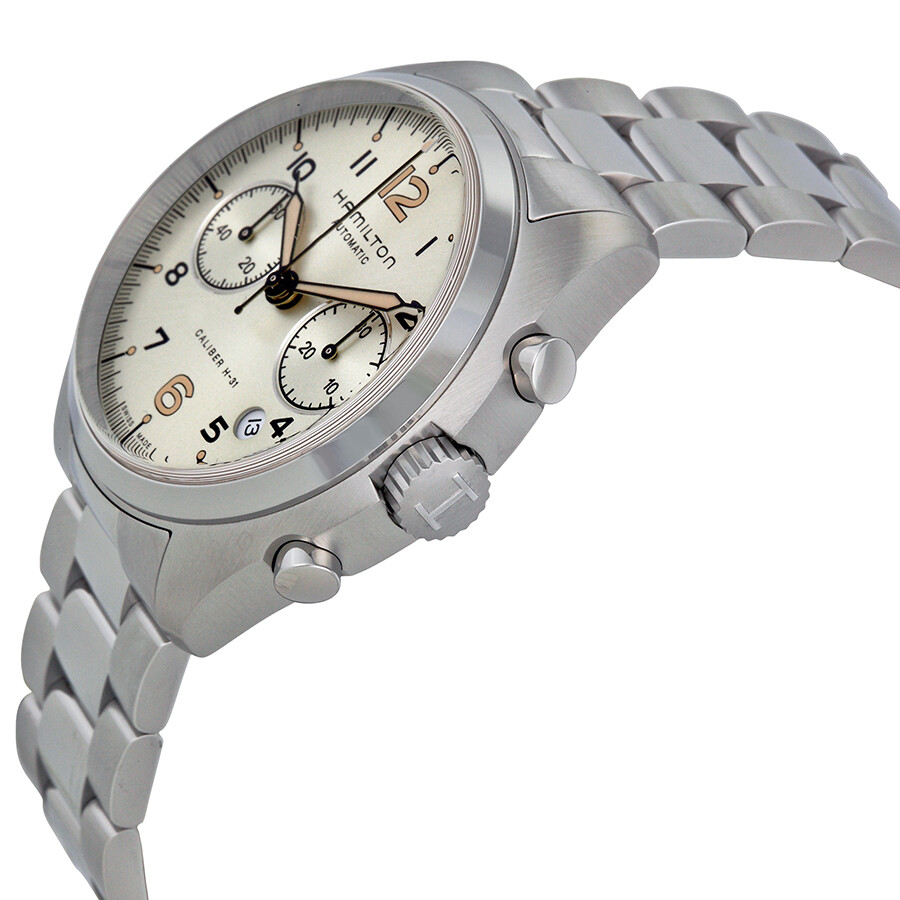 Hamilton Khaki Pilot Pioneer Chronograph Automatic Ivory Dial Men's ...