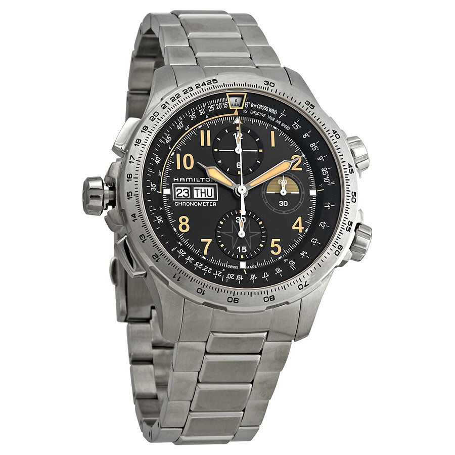 Hamilton Khaki X-Wind Chronograph Automatic Black Dial Men's Watch ...