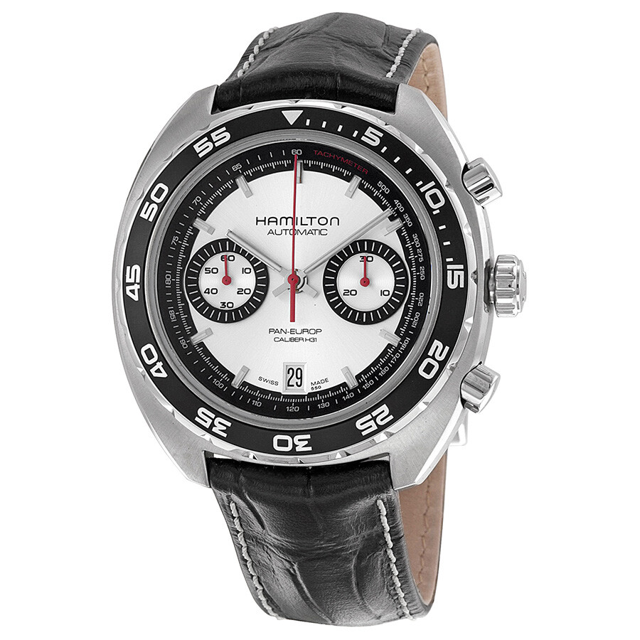 Hamilton Pan Europ Silver Dial Leather Men's Watch H35756755 ...