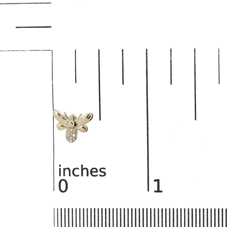 Haus Of Brilliance 10K Yellow Gold Diamond Accented Bumble Bee Stud Earring (H-I Color, I1-I2 ...