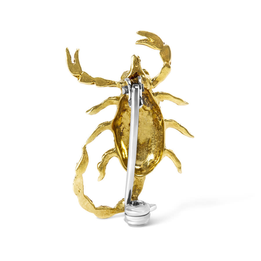 Haus Of Brilliance 18K Yellow Gold and Pink Sapphire Enamel Scorpion ...