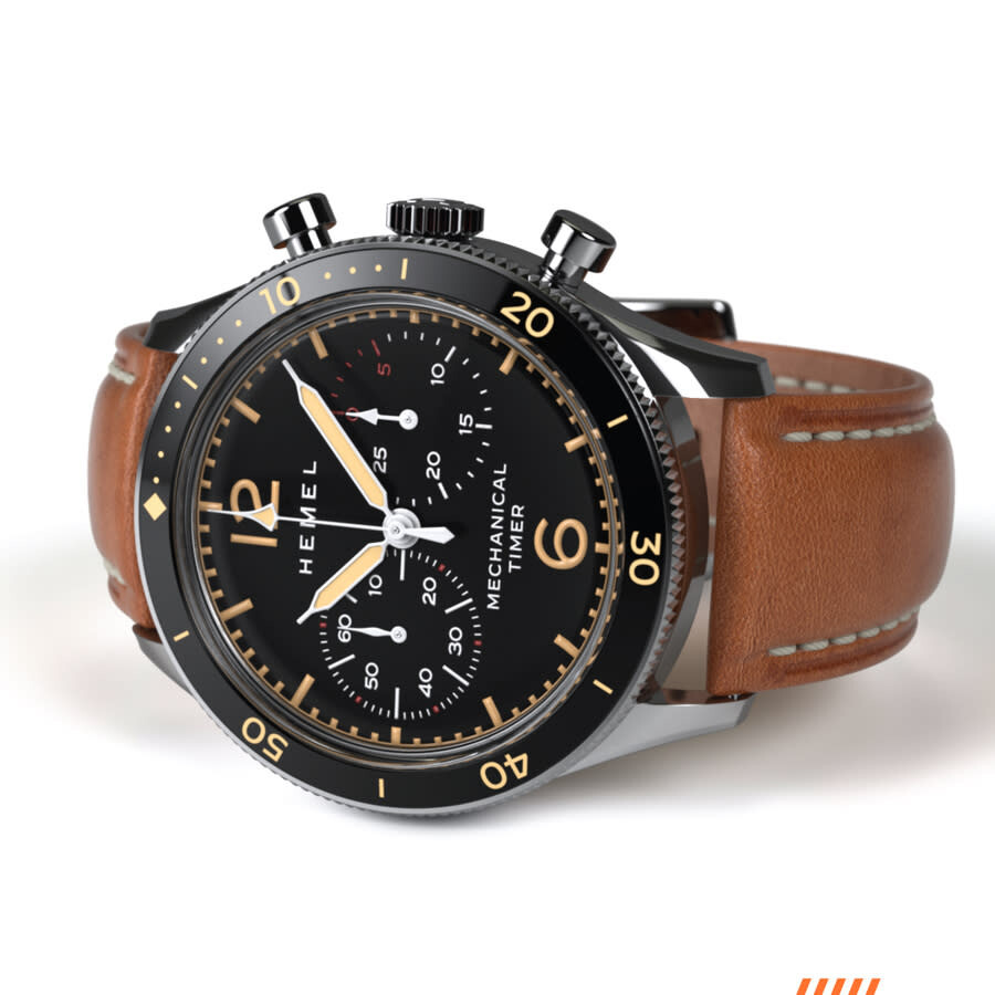 Hemel Air Defense Chronograph Hand Wind Black Dial Men's Watch HF22 ...