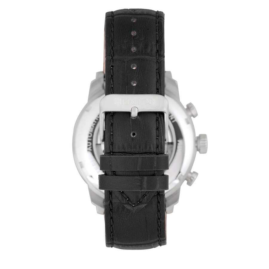 Heritor Arthur Automatic Black Dial Black Leather Men's Watch HR7902 ...