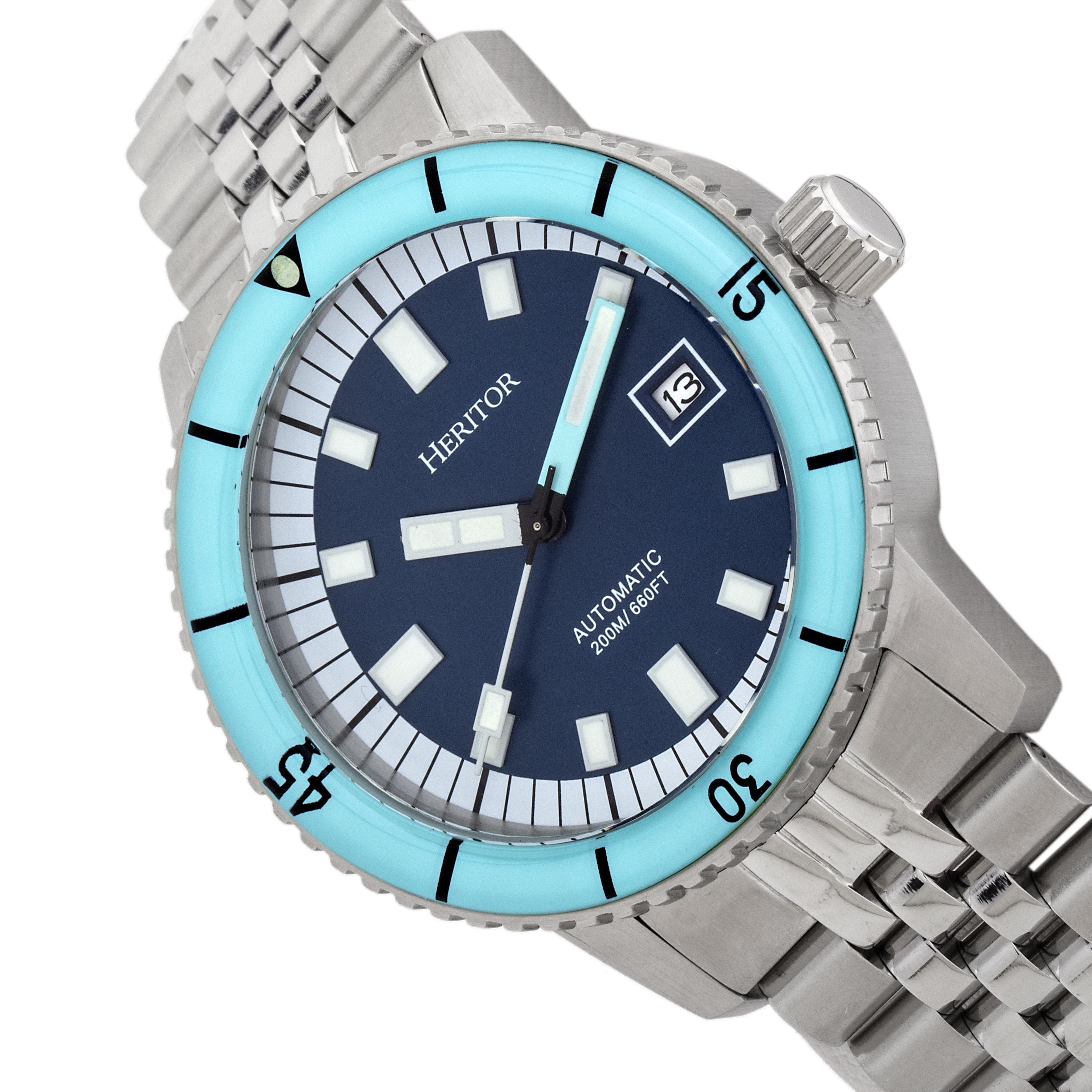 Heritor Edgard Automatic Navy Dial Stainless Steel Men's Watch HR9104 ...