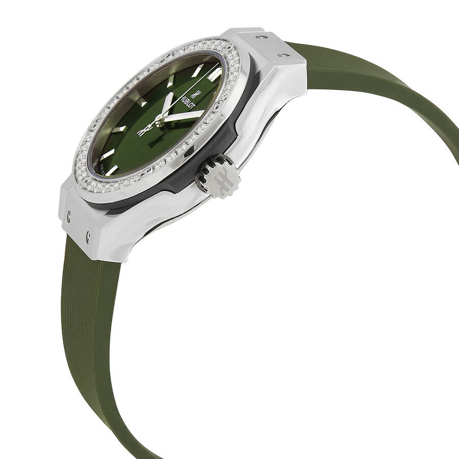 Hublot Classic Fusion Quartz Diamond Green Dial Ladies Watch 581.NX ...
