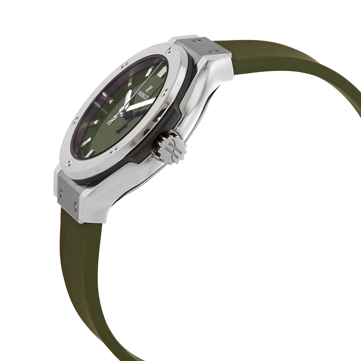Hublot Classic Fusion Titanium Quartz Green Dial Ladies Watch 581.NX ...