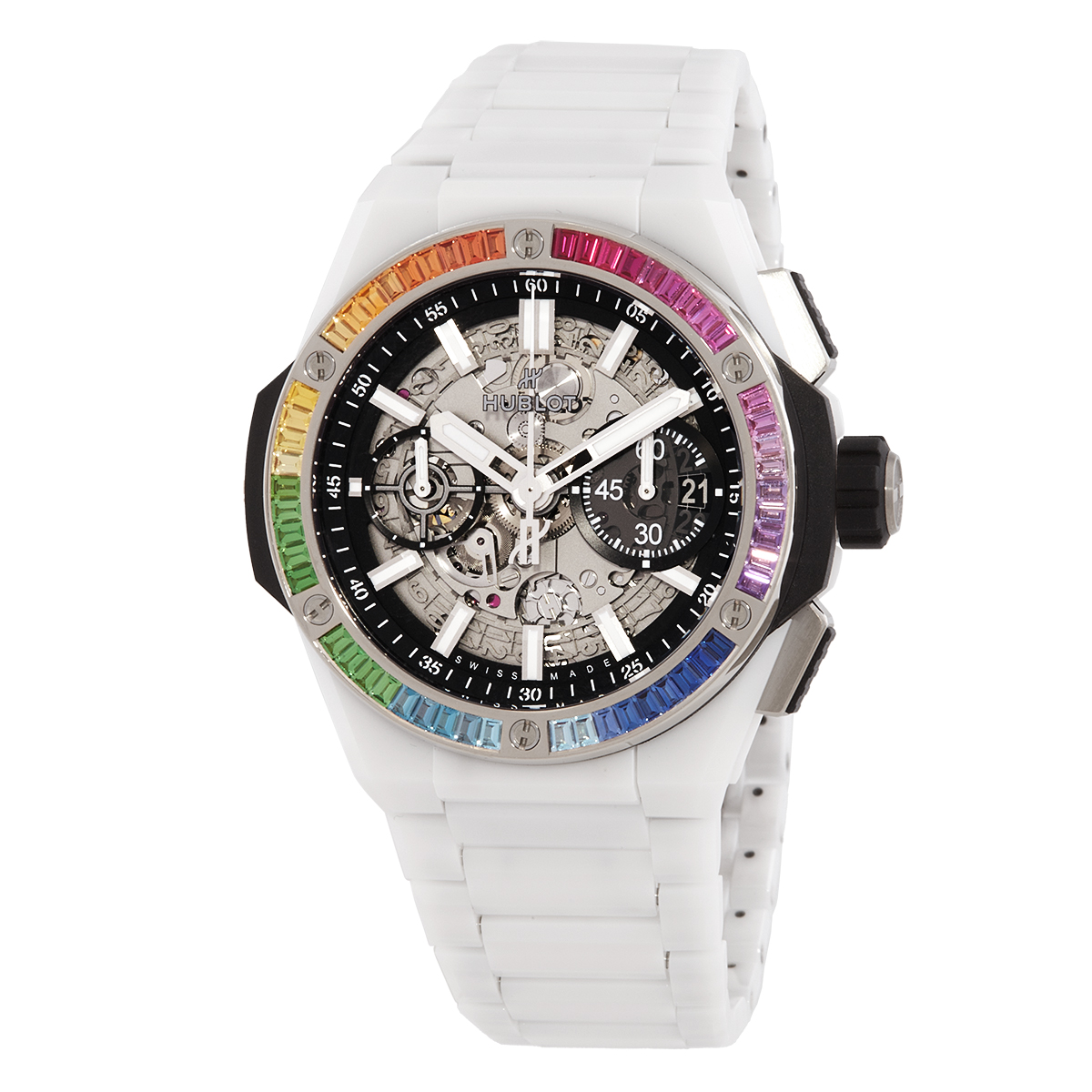 Hublot White Ceramic Rainbow Bezel Limited to 18 Automatic Watch 451.HX ...