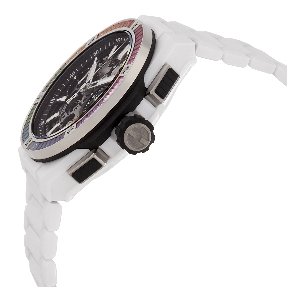 Hublot White Ceramic Rainbow Bezel Limited to 18 Automatic Watch 451.HX ...