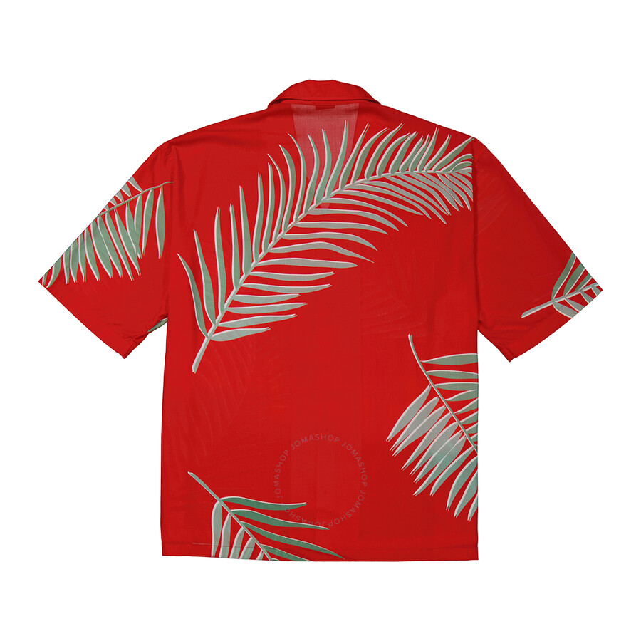 Hugo Boss Bright Red Leaf Print Regular-Fit Short-Sleeved Shirt, Size X ...