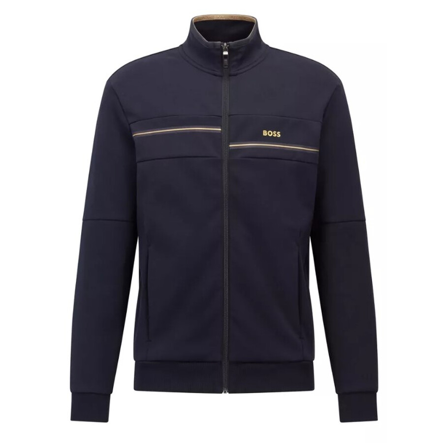 Hugo Boss Dark Blue Logo Zip-Up Sweatshirt, Size Large 50465937-402 ...